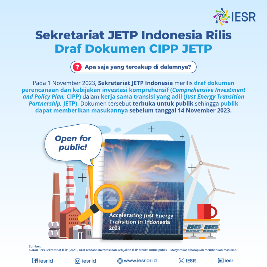 Sekretariat JETP Indonesia Rilis Draf Dokumen CIPP JETP - IESR