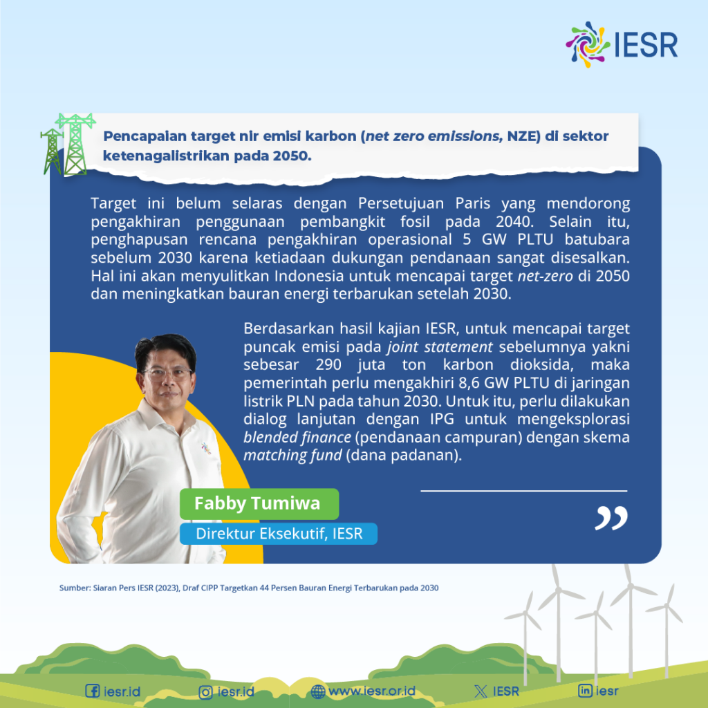 Sekretariat JETP Indonesia Rilis Draf Dokumen CIPP JETP - IESR